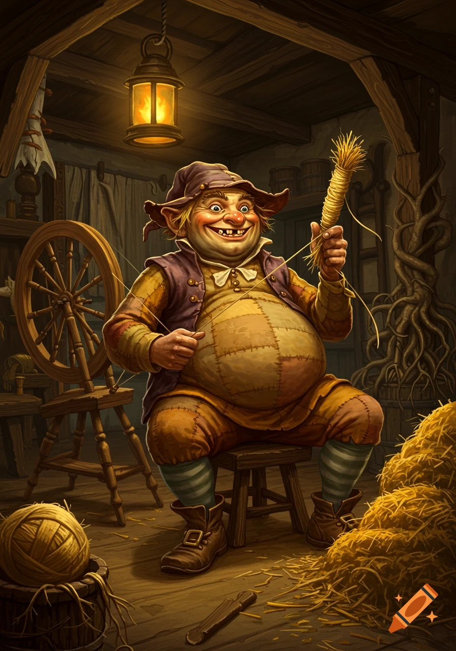 A fat, green goblin gleefully sits amidst towers of dirty dishes and ...