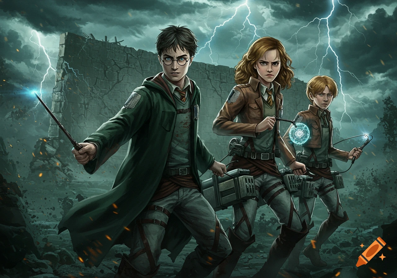 Students in black and gold uniforms walk in front of a gothic "Black ...