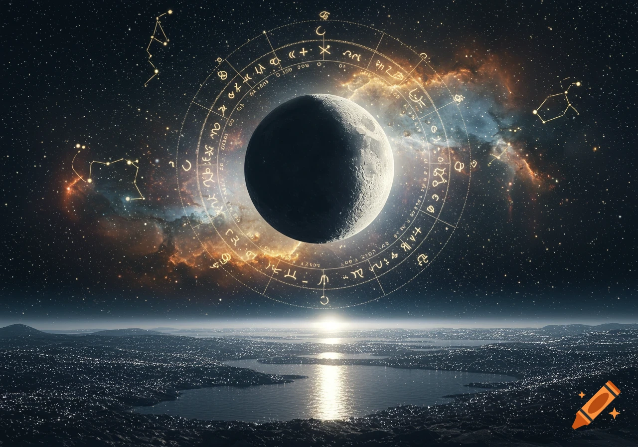 A triangular Earth floats in starry space with a UFO beaming light onto ...