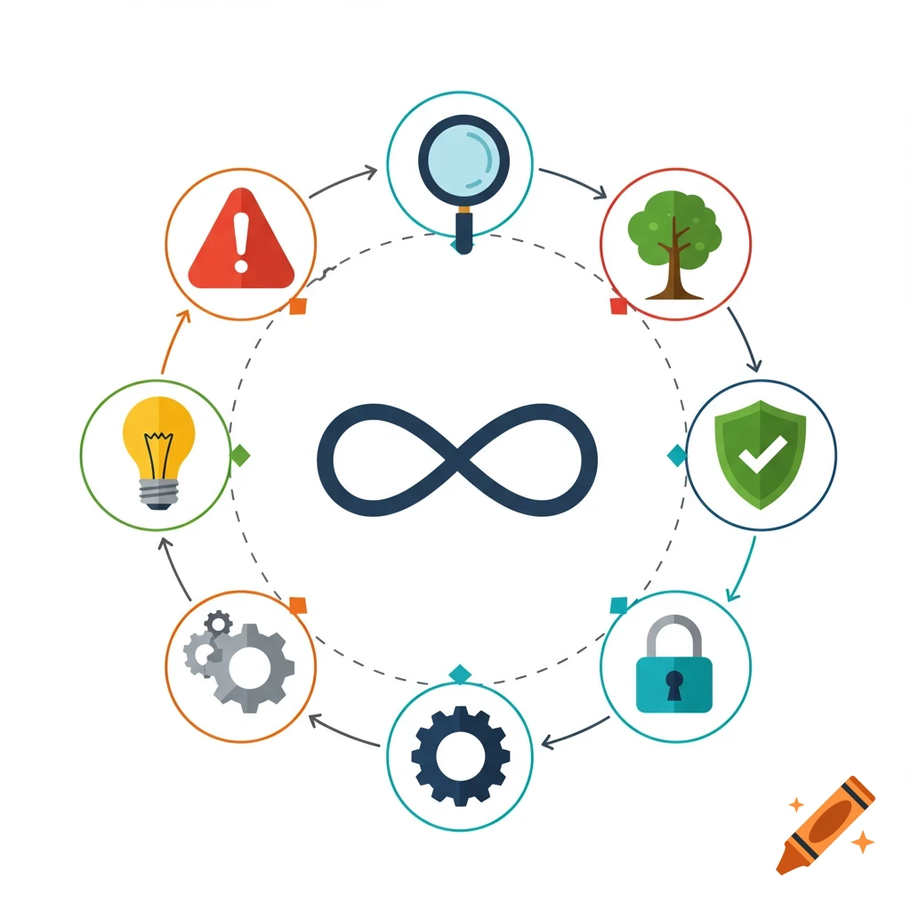 Abstract logo of a purple and orange infinity symbol with ...