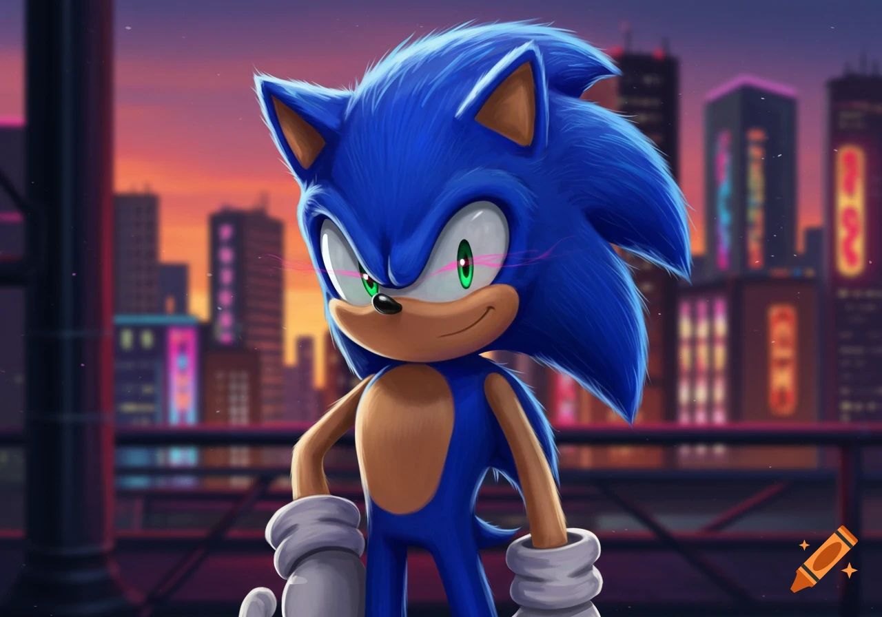 Blue Sonic the Hedgehog with a powerful electric aura dashes forward ...