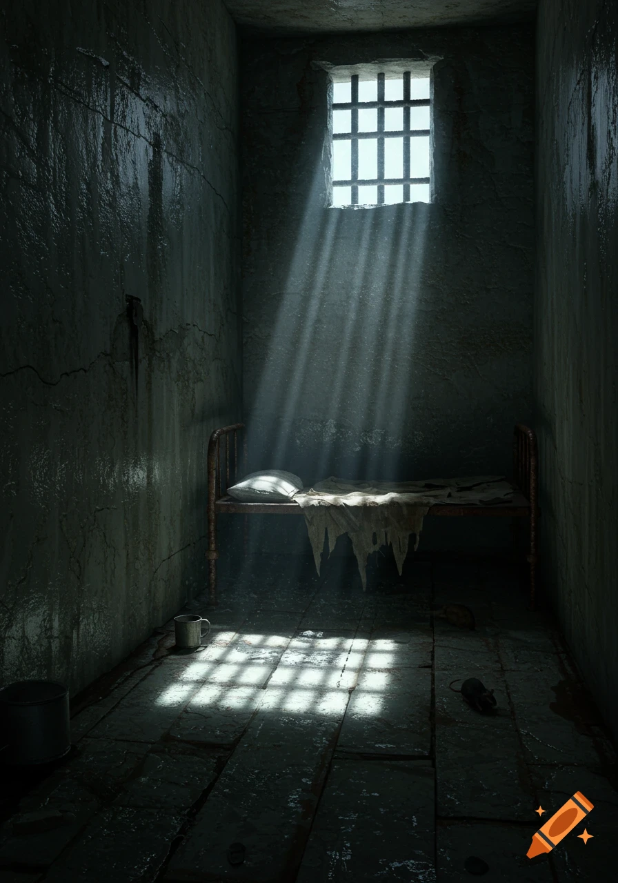 Sepia illustration of a skull, hourglass, and scythe behind prison bars ...