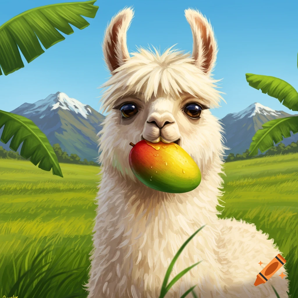 A simple, minimalist cartoon llama head with a small smile and ...