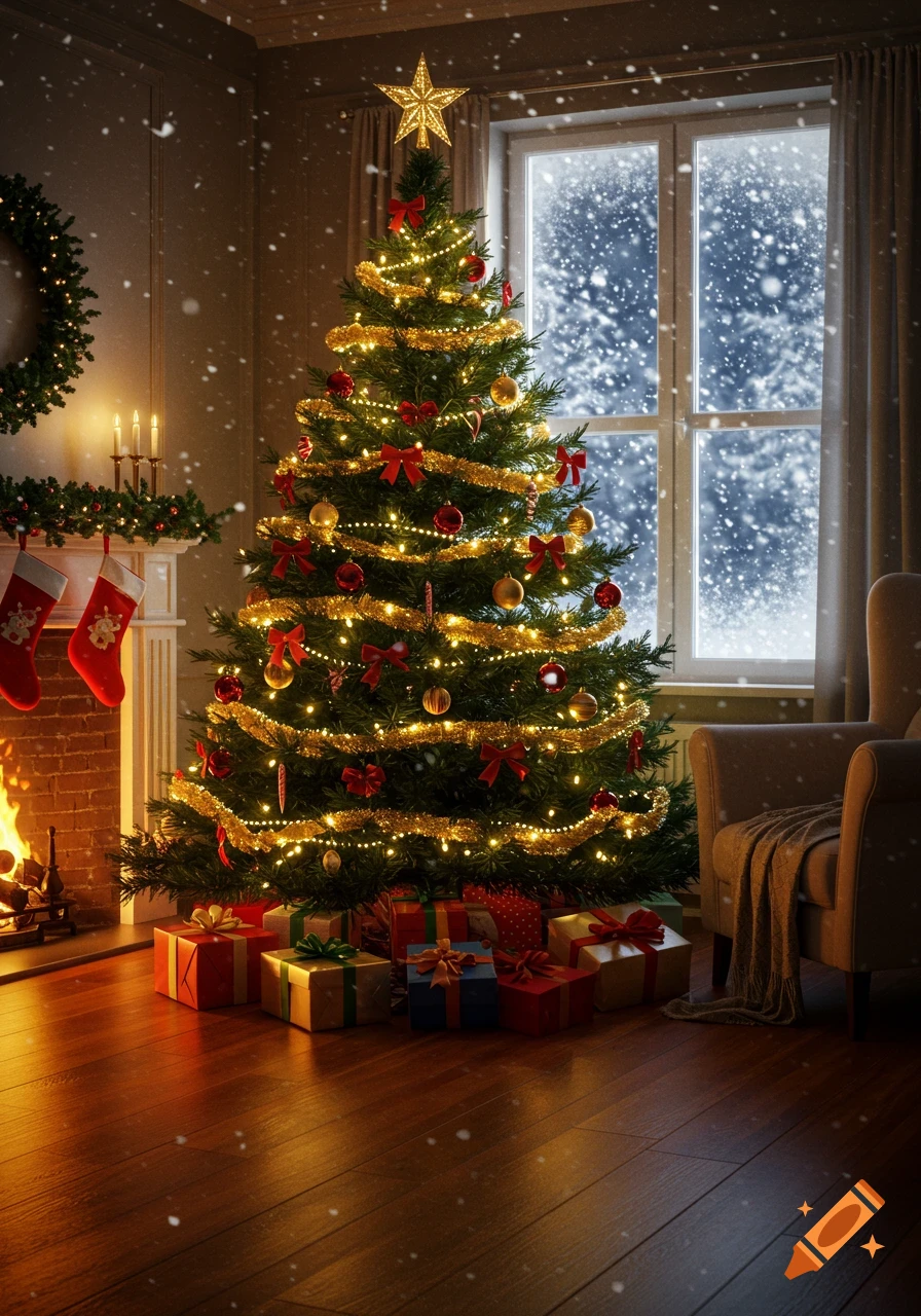 A green paper Christmas tree decoration, shaped like a cone, adorned ...