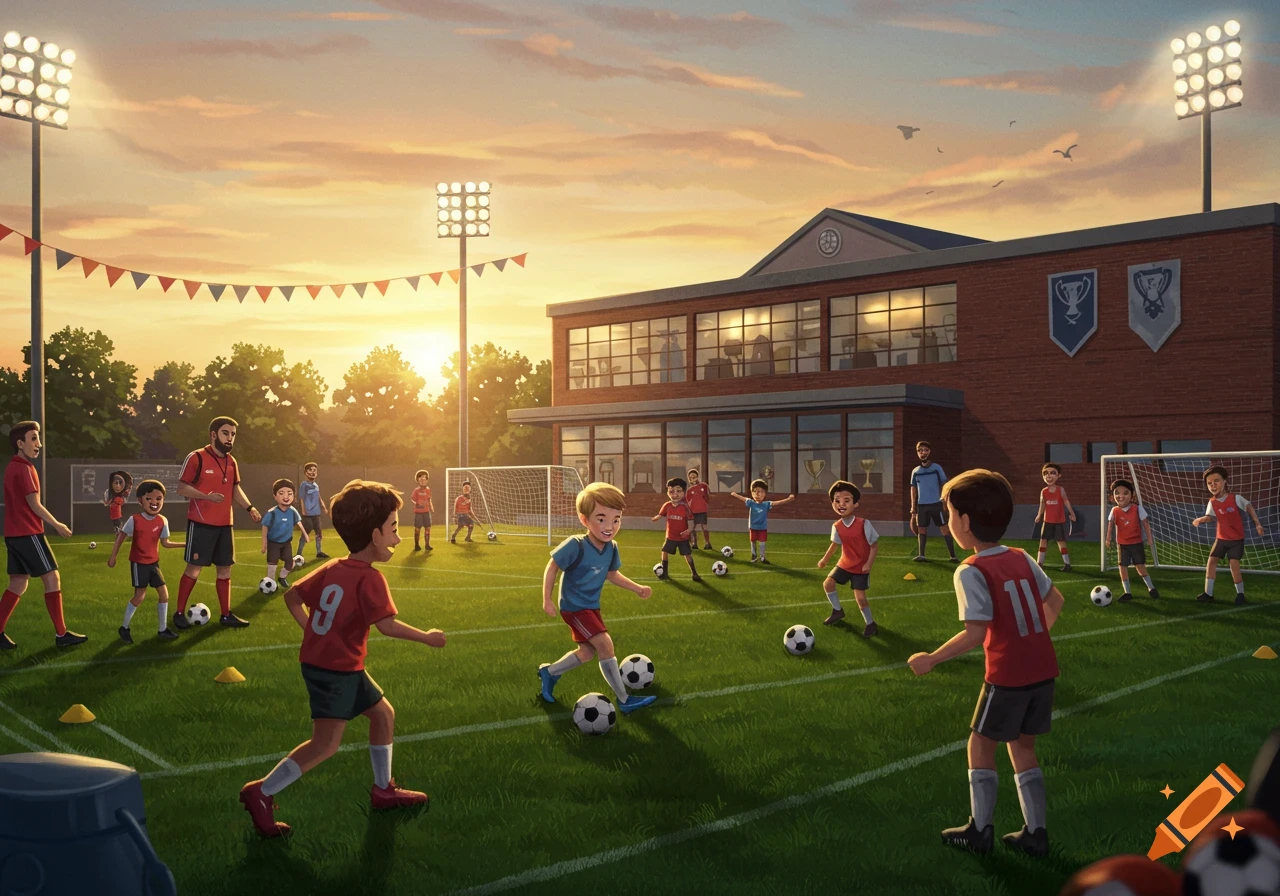 Two happy anime children, a boy and a girl, hold silver trophies ...