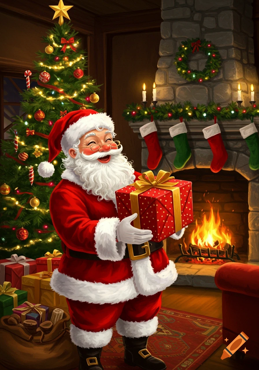 A cartoon monkey in heart underwear celebrates Christmas in a festive ...