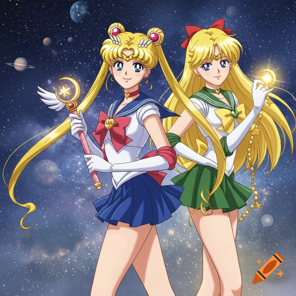 An obese anime Sailor Moon character in her uniform, posing against a ...
