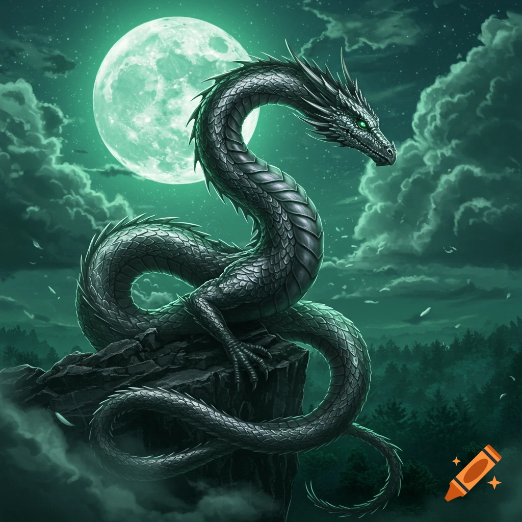 A man with blue scales on his body and face, merging with blue snakes ...