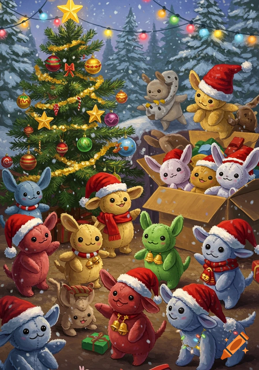 Cartoon happy pierogis with schmand and onions on a festive Christmas ...