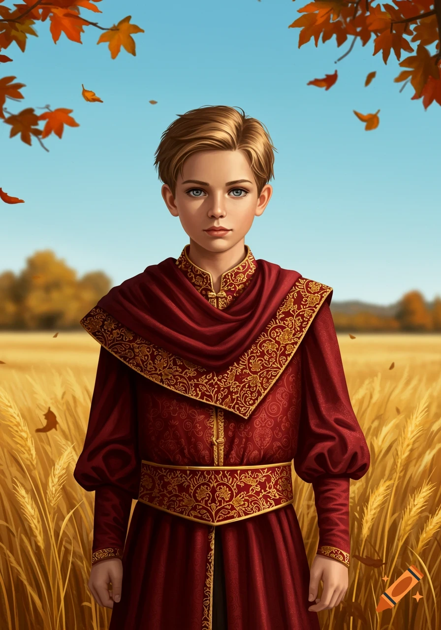 A painted portrait of a stern-faced nobleman with brown hair, wearing ...