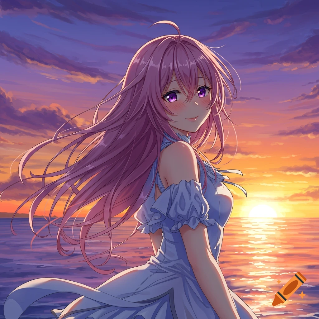 Anime girl cutting her hair with scissors on Craiyon