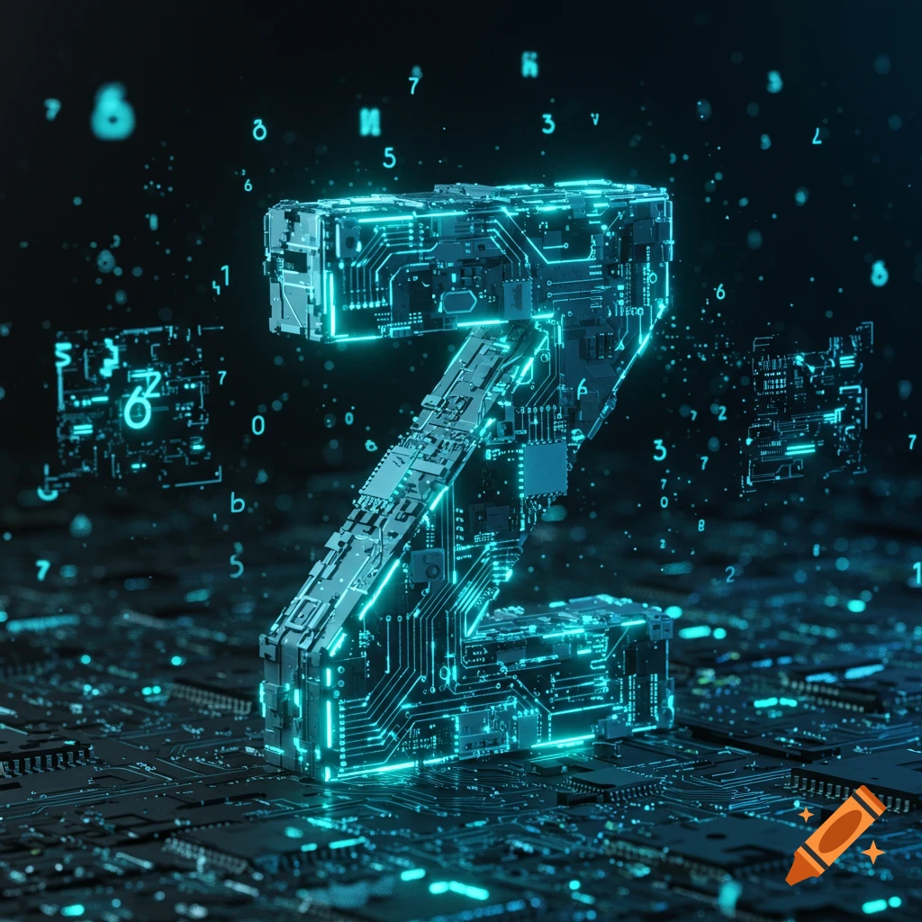 Glowing blue and purple neon numbers '31337' on a digital counter ...