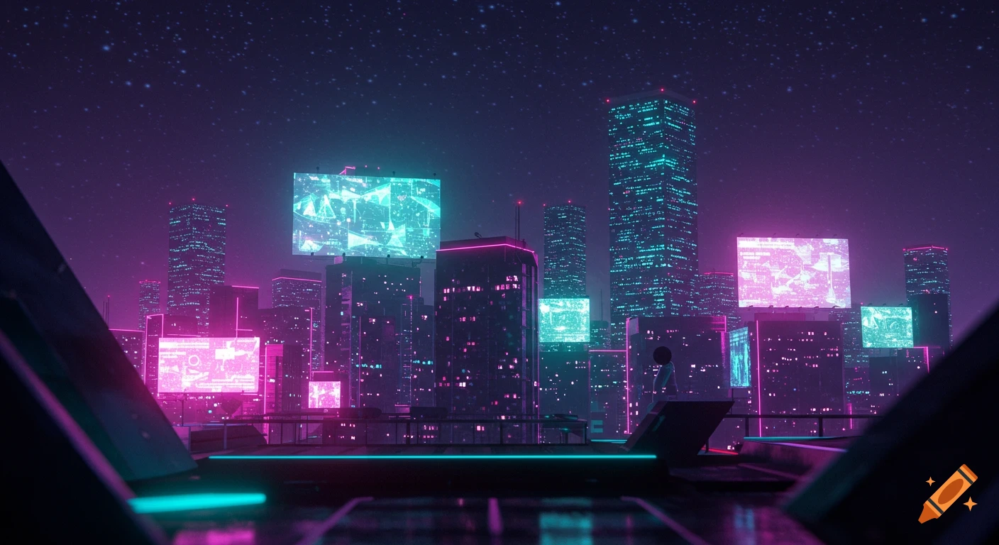 An isometric 3D render of a cozy cyberpunk cafe interior with red ...