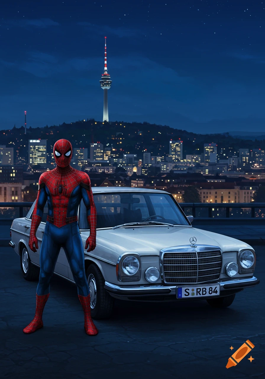 Spider+man+car+cartoon created on Craiyon