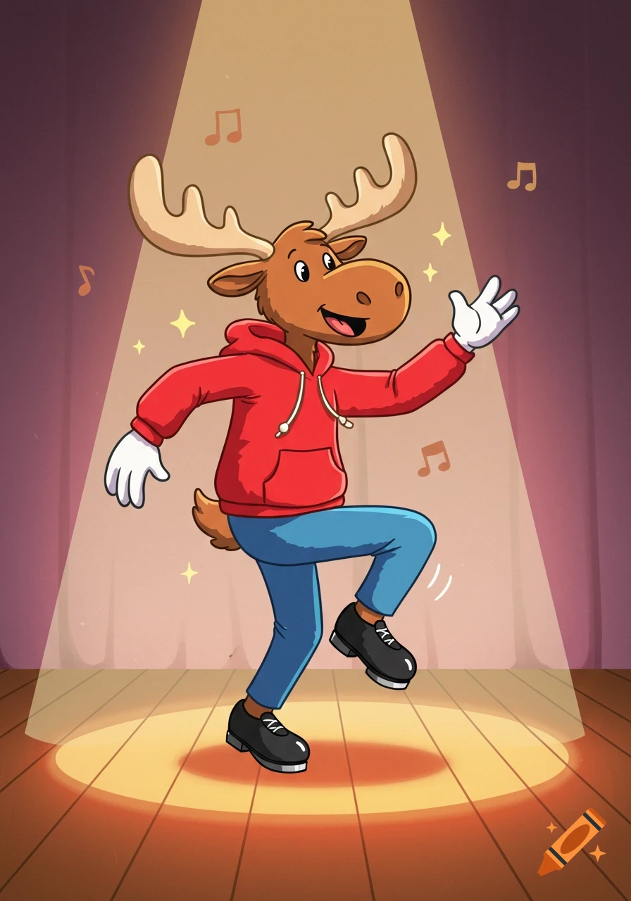 Cartoon anthropomorphic moose drives a yellow school bus with Bart ...