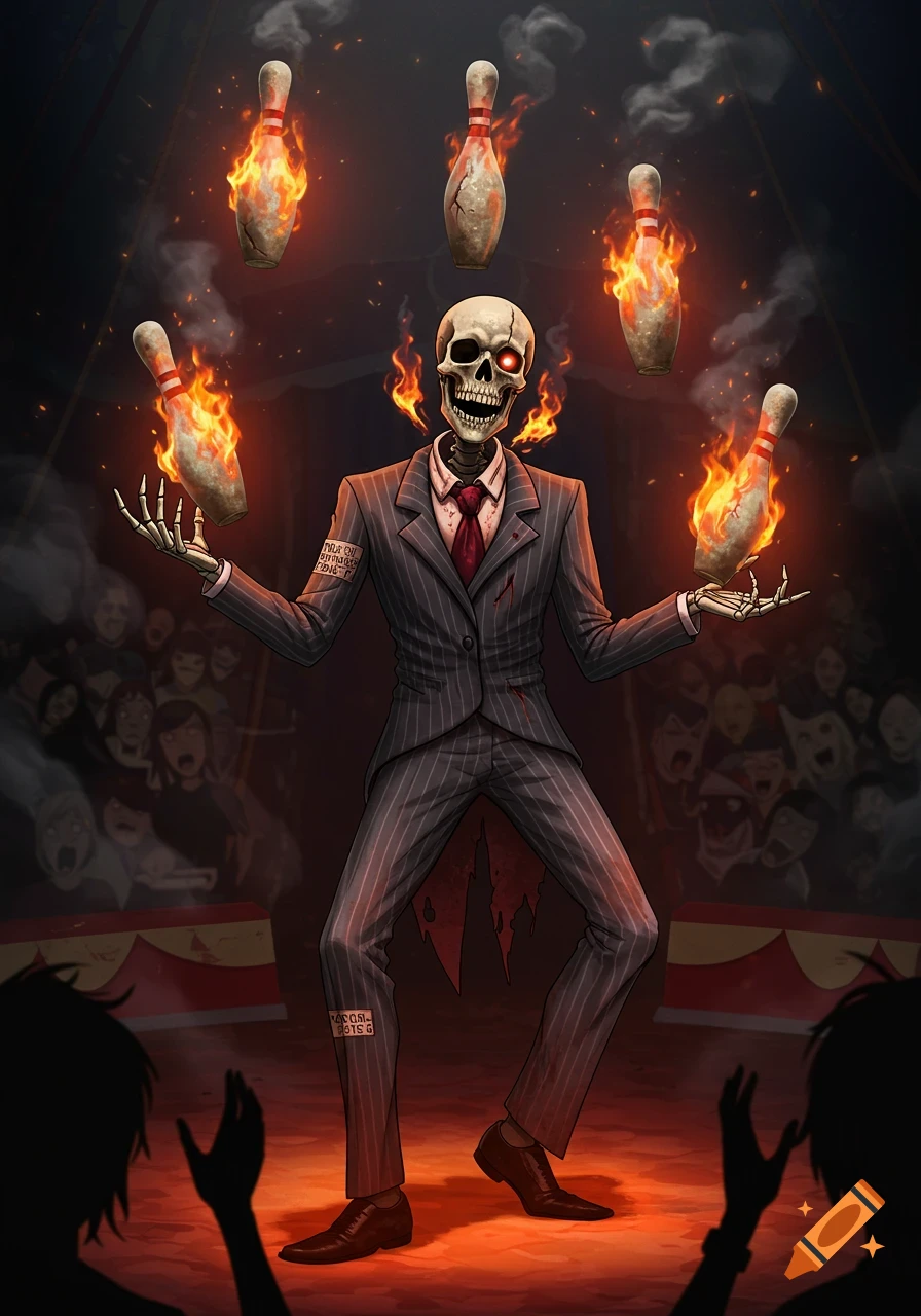 Cartoon man in a red-lined suit and a horned woman in a black dress ...