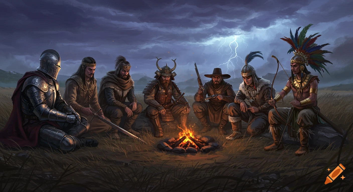 Ancient Egyptian archers in red and gold tunics fire arrows into a ...