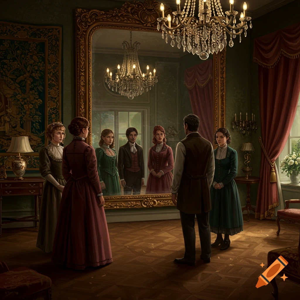 An emperor in a red and white robe and Napoleon in military uniform ...