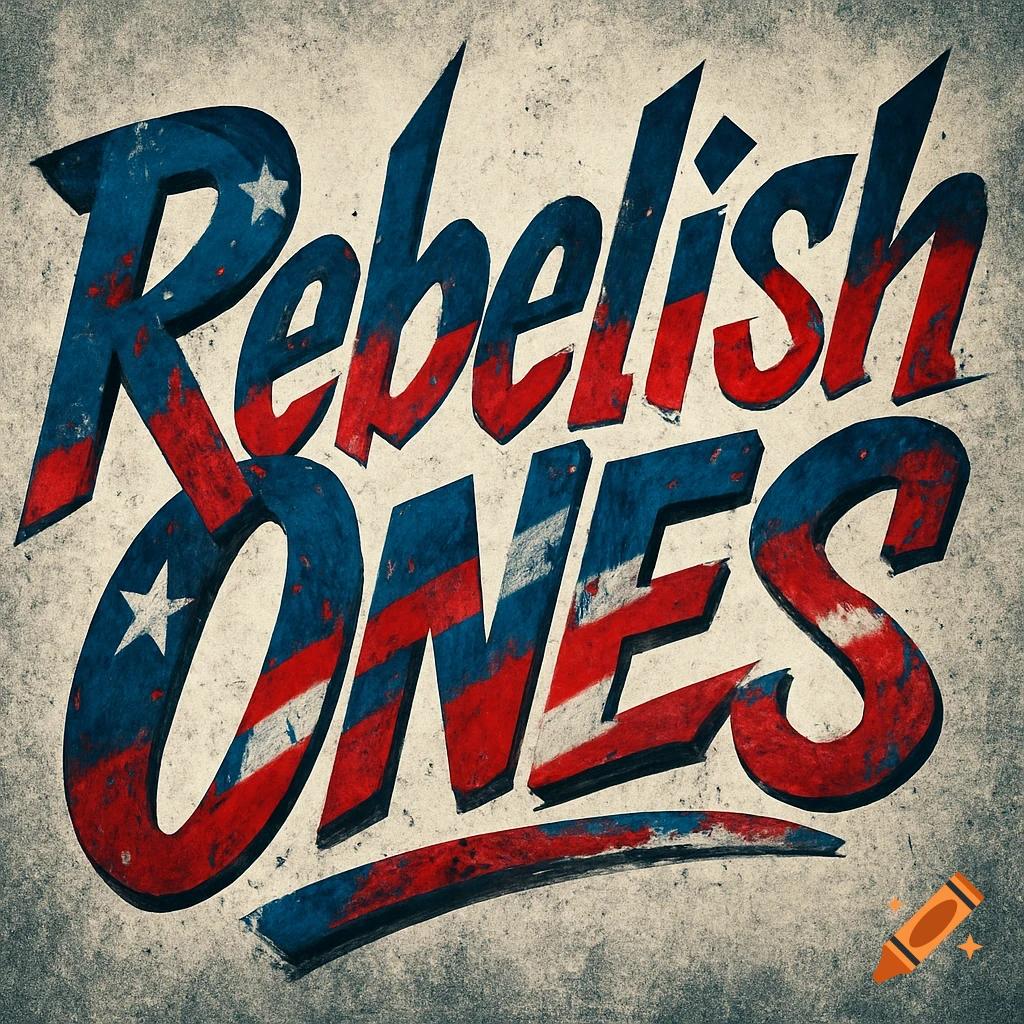Distressed word art reads 'Rebelish ONES' in red, white, and blue ...