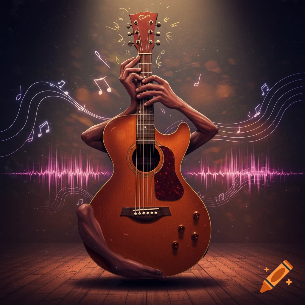 Musical notes float from a cocktail glass, with a glowing speaker in ...