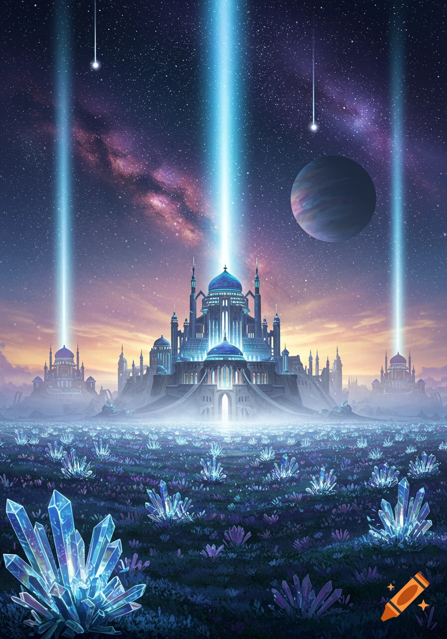 Vibrant fantasy underground city with elaborate domed buildings ...