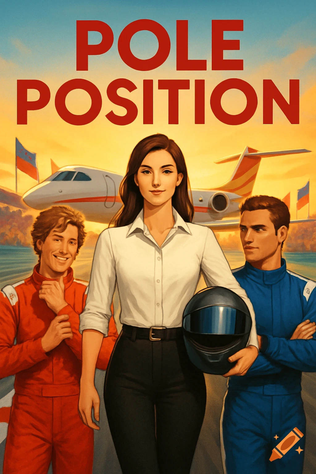Illustrated novel cover for 'POLE POSITION' featuring a woman with a ...