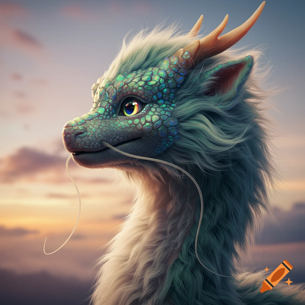 Elegant and graceful hybrid mythical creature with large expressive ...