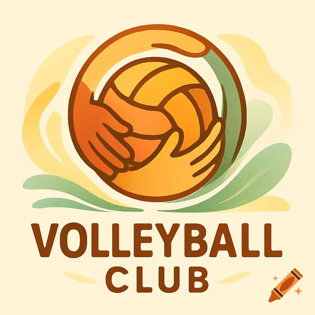 Volleyball team logo featuring a stylized blue and orange volleyball ...