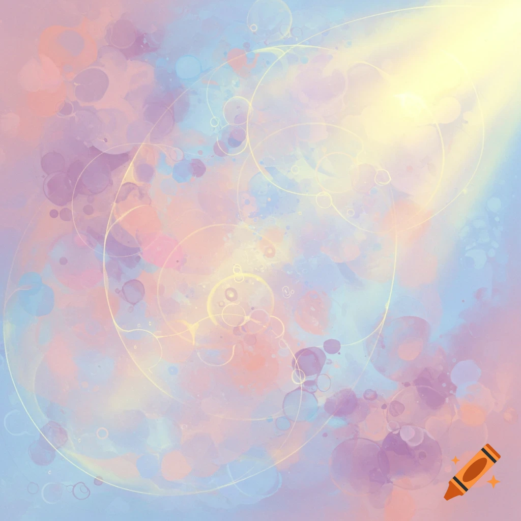 Abstract painting with pastel pink, blue, purple, and yellow hues ...