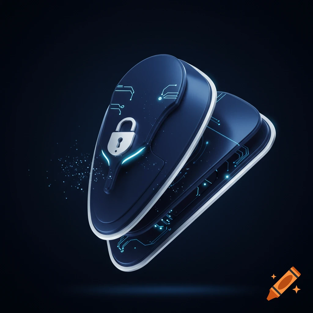 A finger presses a glowing cyan oval button on a dark, circuit ...