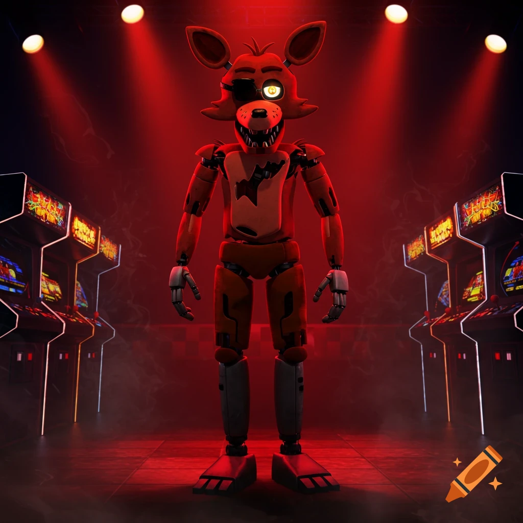 The Foxy animatronic from Five Nights at Freddy's stands in a dimly lit ...