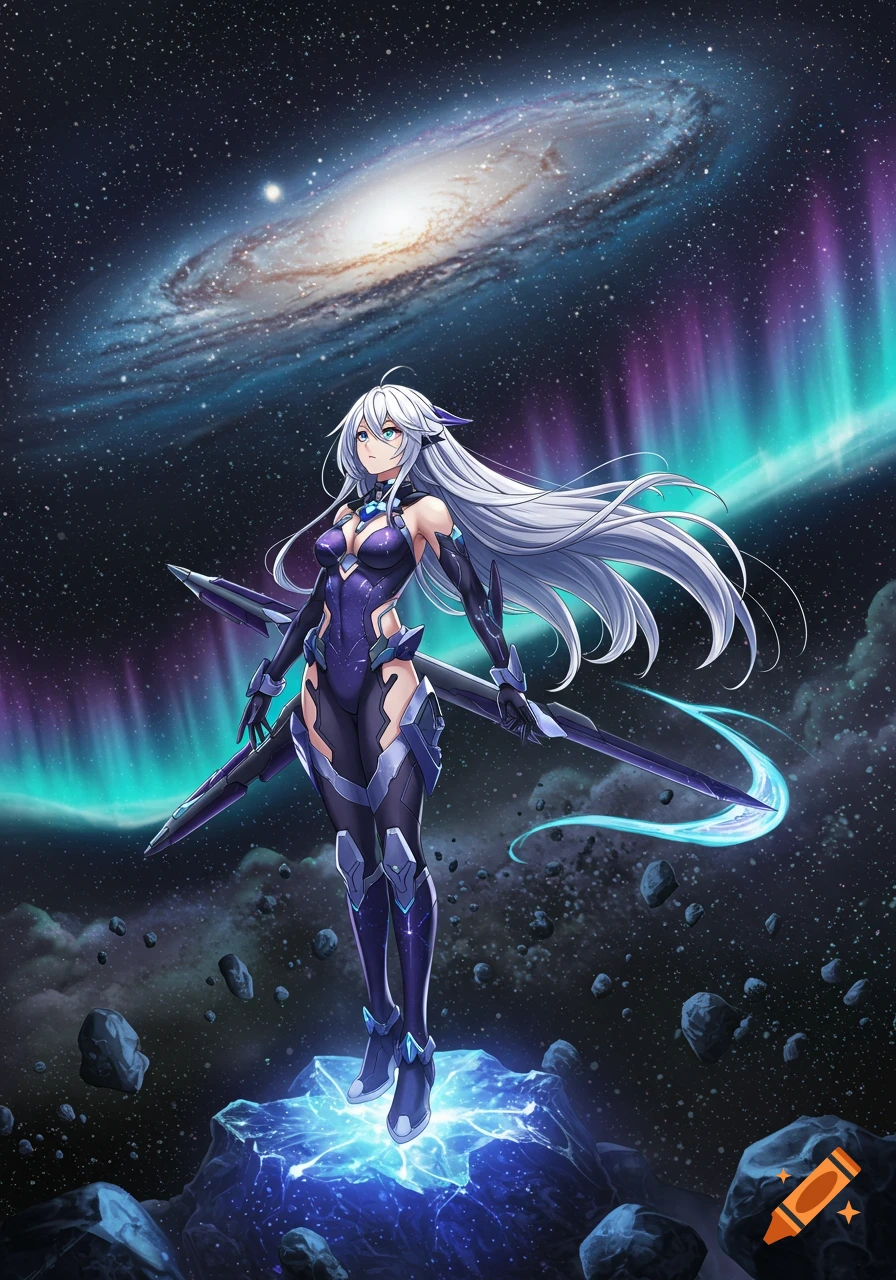 Anime-style Rosalina floats in deep space, surrounded by sparkling ...
