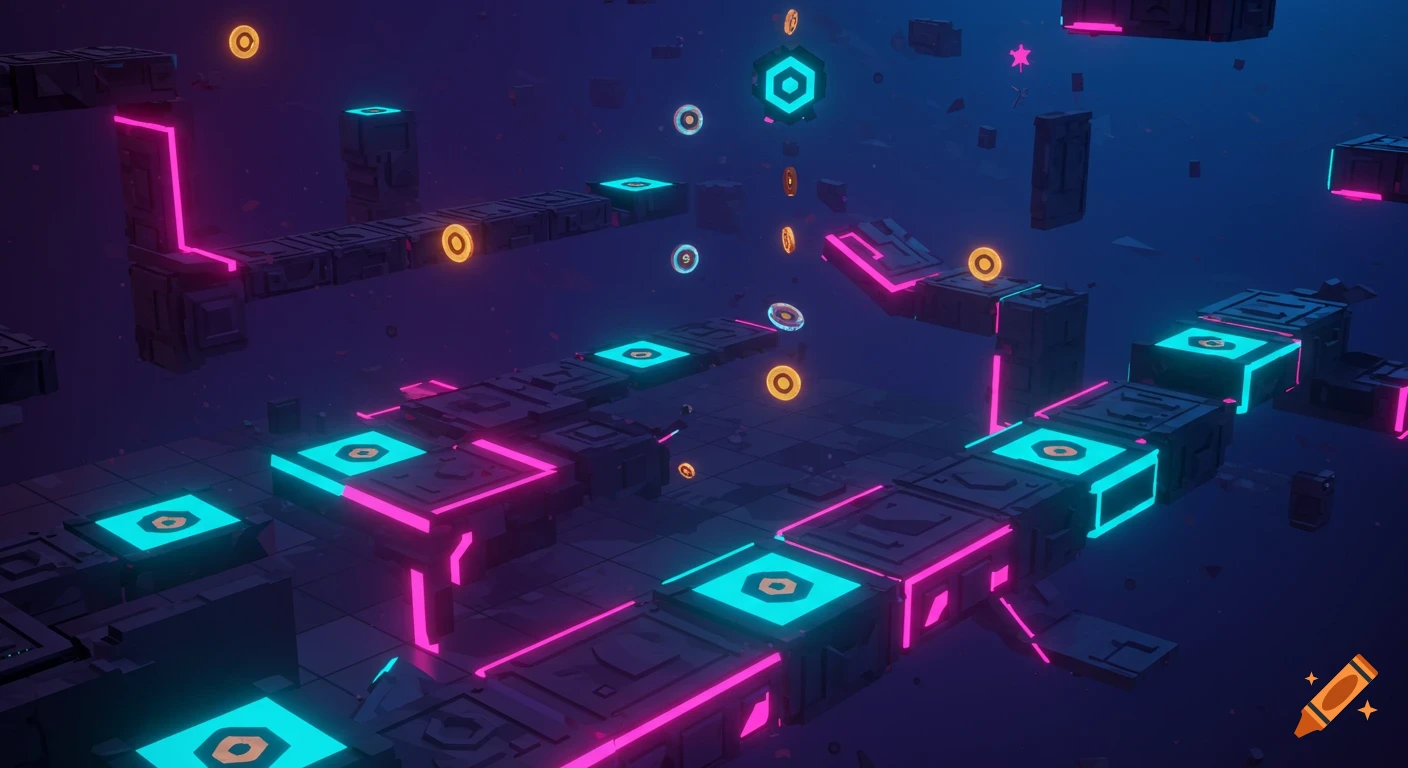 Roblox-style character floating happily in a vibrant, neon blue and ...