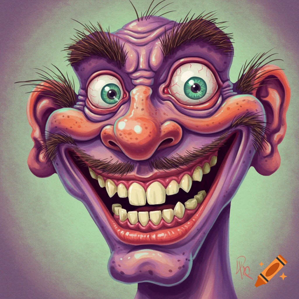 Caricature painting of a man crying on Craiyon