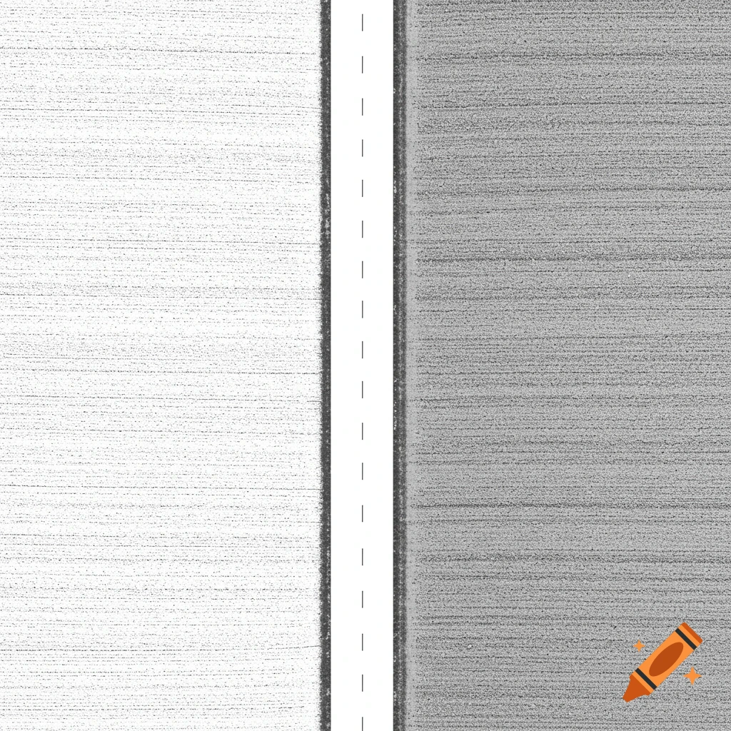 A minimalist, abstract image showing a white dashed line separating a ...