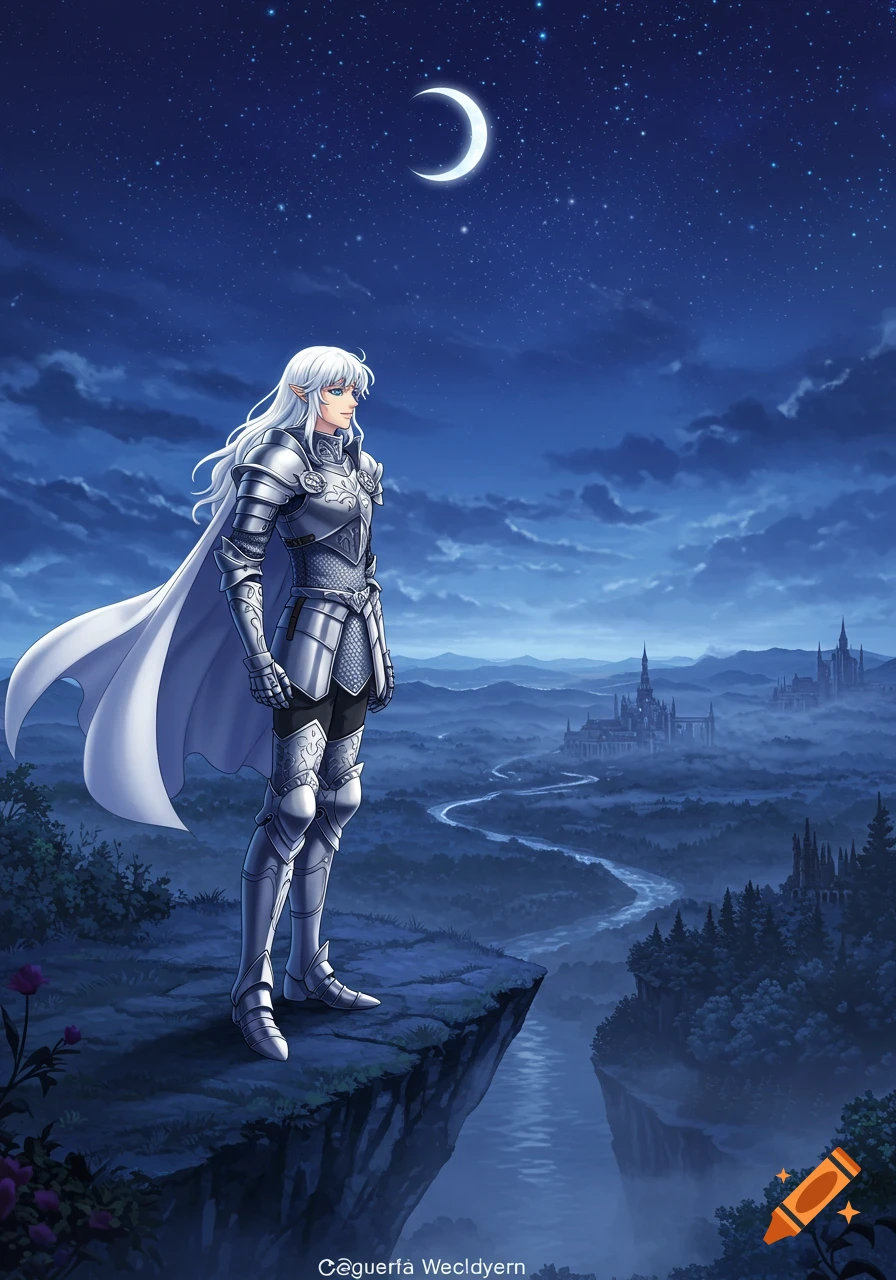 An anime drawing of a woman in battle armor holding a mace standing ...