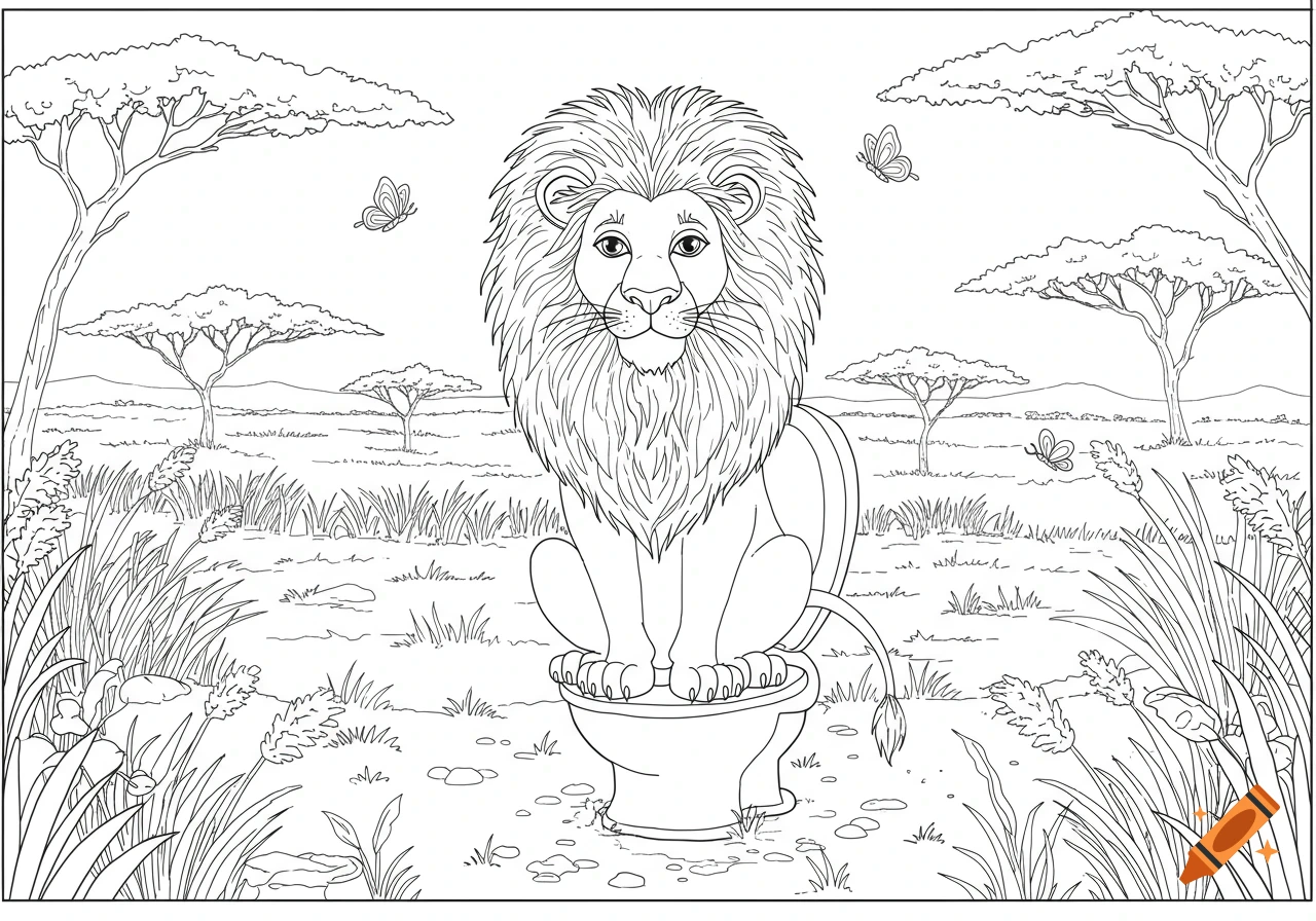 Outline of a leopard sitting on a tree in the savannah on Craiyon