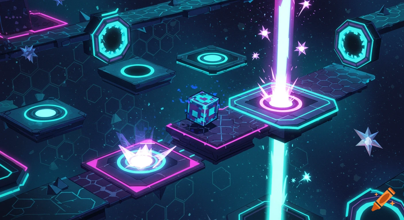 Bright quiz show banner 'Das Unmögliche Quiz!' with glowing text ...