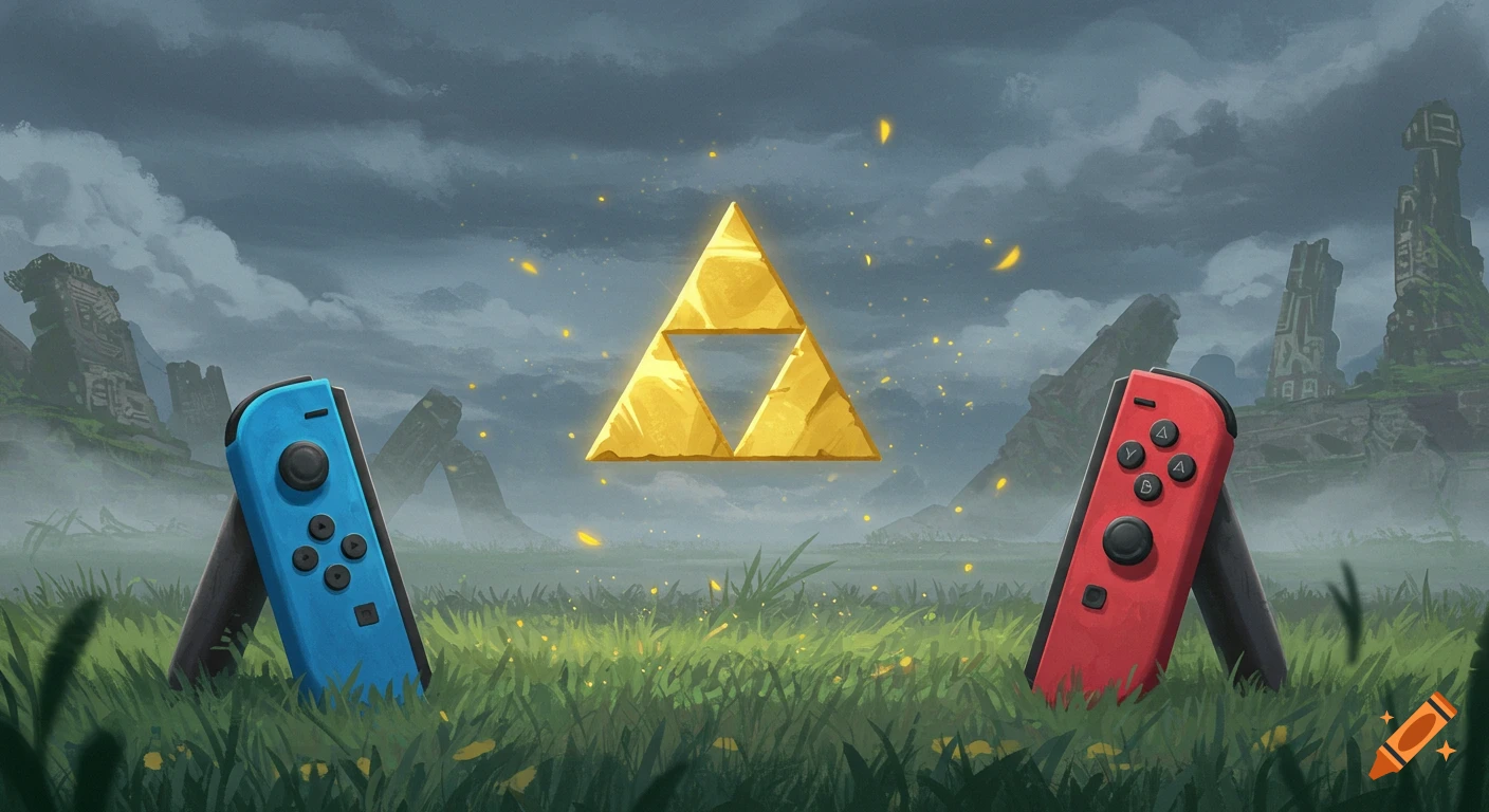 A cartoon dragon-like character and Link from BOTW face each other on a ...