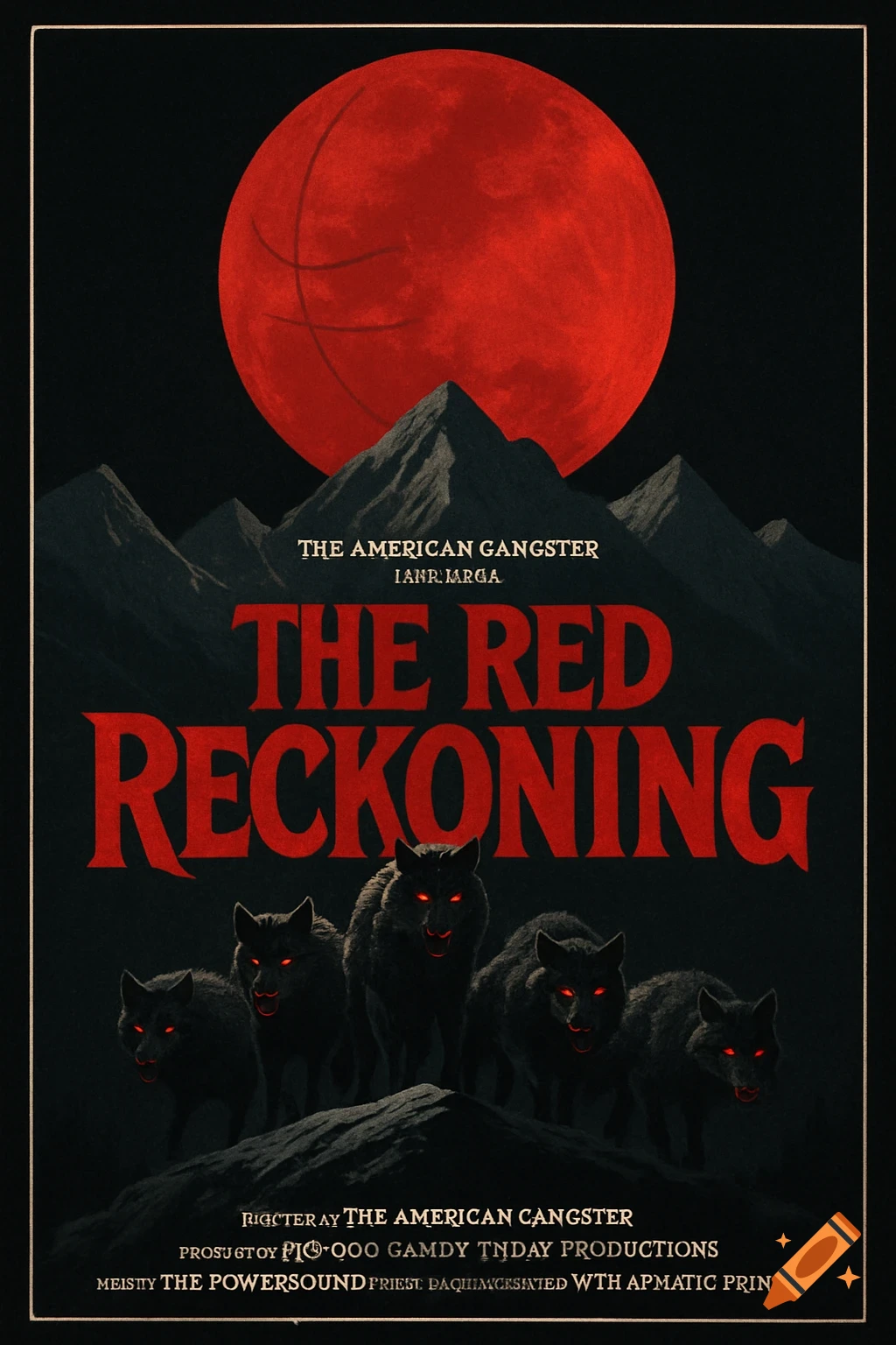 A dark movie poster for 'The Red Reckoning' with a red basketball moon ...