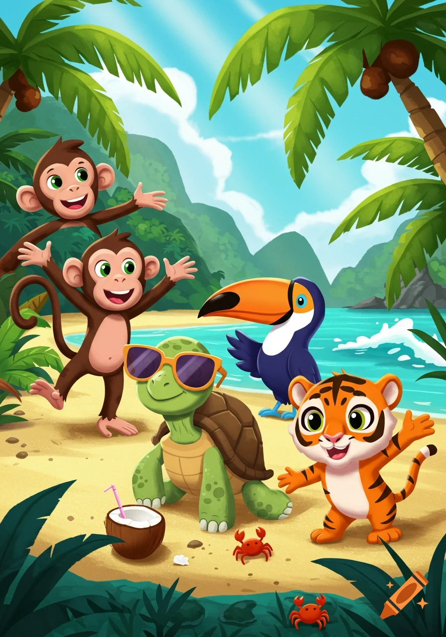 Adventurous Dora the Explorer and Captain Hook on a tropical island ...