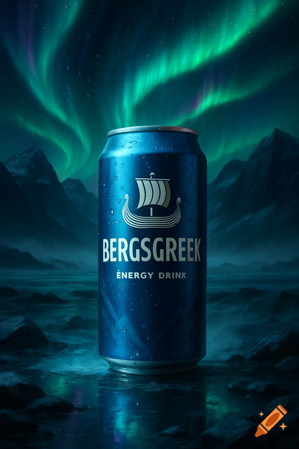 Photorealistic image of a sweating beverage can with a colorful ...