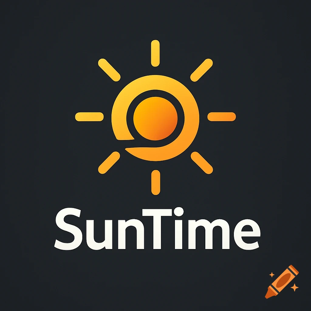 A logo featuring an orange sun with rays and the word 'SunTime' in ...