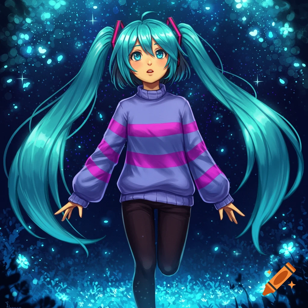 An anime girl's face split vertically. The left side is ice blue, with ...