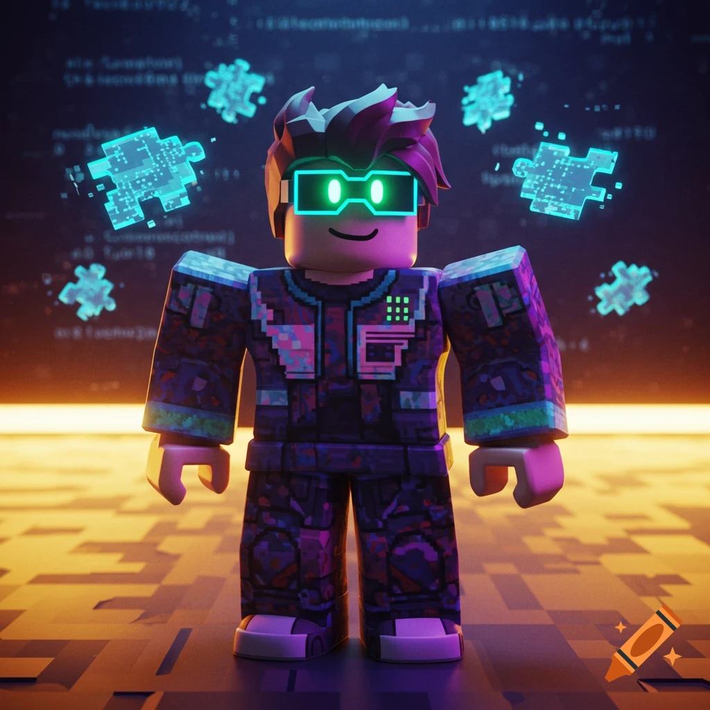 A Roblox character in a futuristic suit generates blue electricity ...