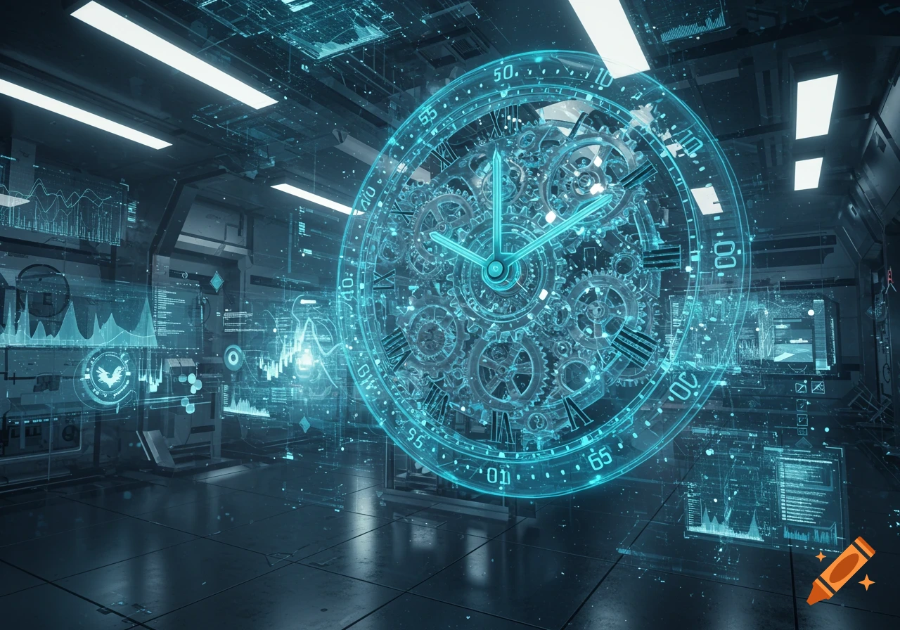 Stack of glowing futuristic black cubes with red and blue circuit ...