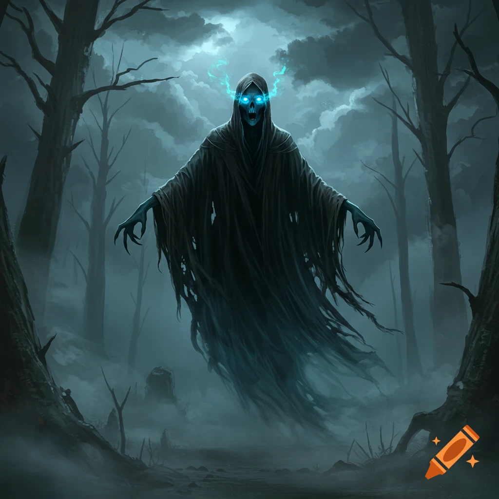 Ghostly figure with skeleton body and miniature head in warhammer ...