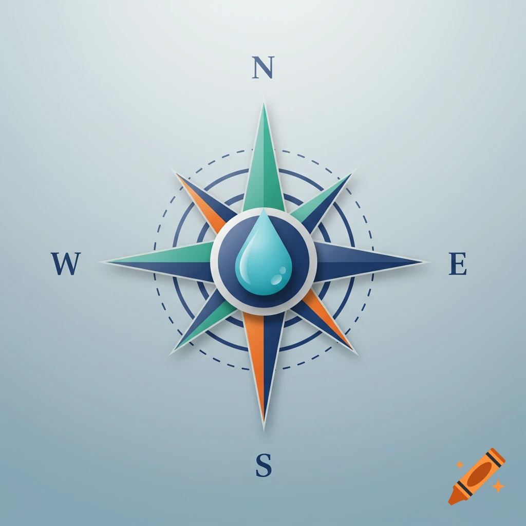 A dynamic 3D metallic blue letter G with a waterfall cascading from its ...