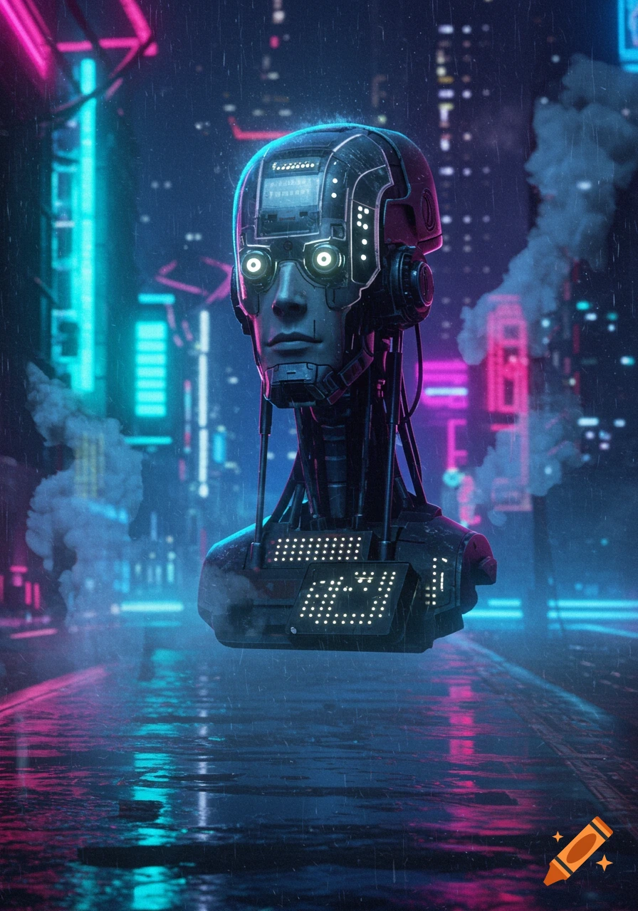 A shiny red robot with a glowing head and joint details dances on a ...