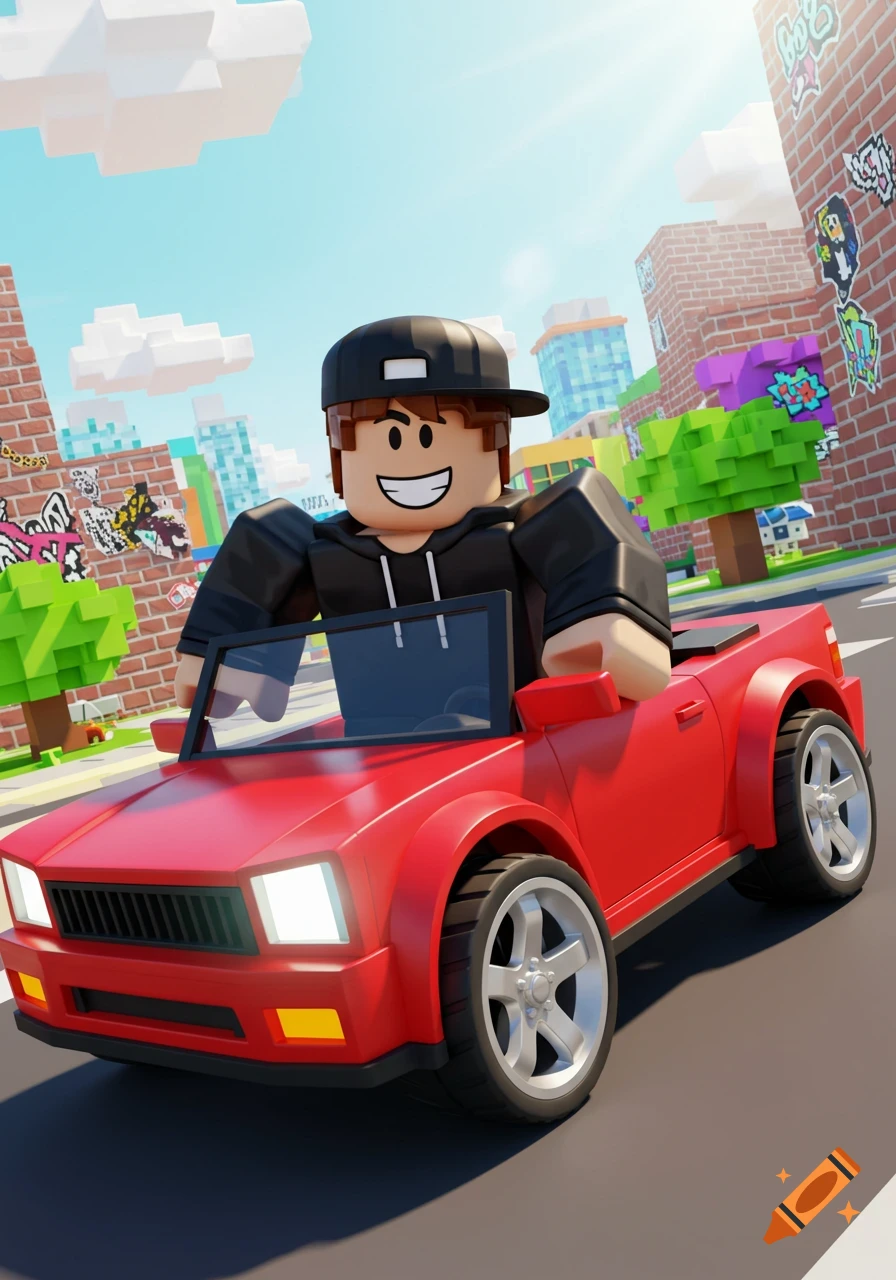 Cartoon Roblox character with orange hair falling into a glowing black ...